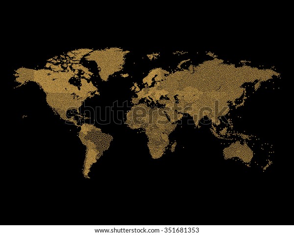 Gold Glitter World Map Geographical Map Stock Vector (Royalty Free ...