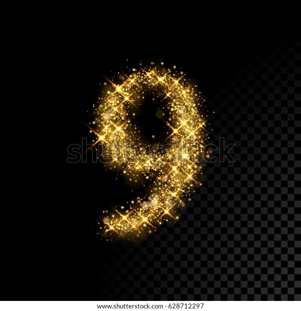 Gold Glittering Number Nine Vector Shining Stock Vector (Royalty Free ...