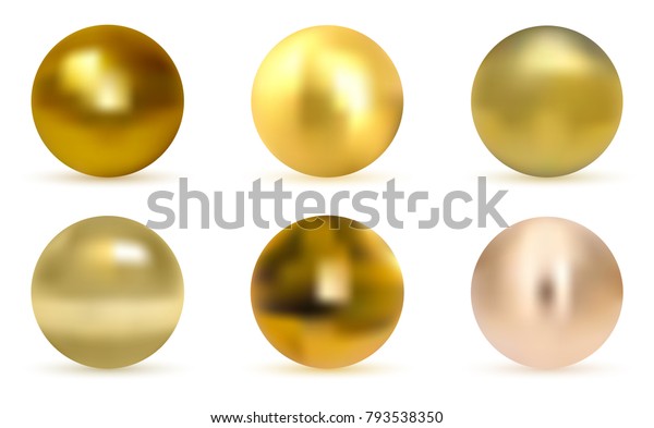 Gold Glossy Sphere Set Isolated On Stock Vector (Royalty Free) 793538350