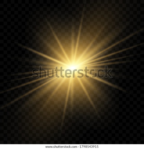 Gold Glowing Light Burst Explosion Transparent Stock Vector (Royalty ...