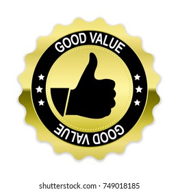 Gold Good Value Badge Thumb On Stock Vector (Royalty Free) 749018185 ...