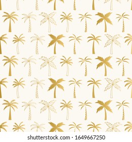 Gold Hand Drawn Pattern Tropical Palms Stock Vector (Royalty Free ...