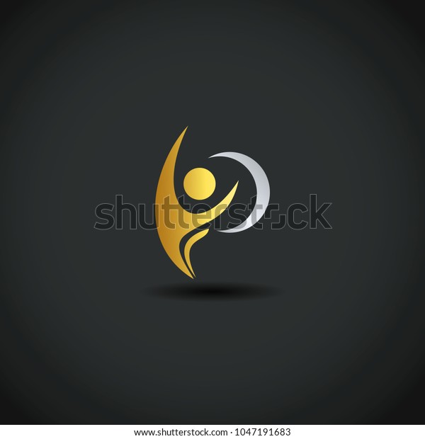 Gold Happy Man Abstract Logo Stock Vector (Royalty Free) 1047191683 ...