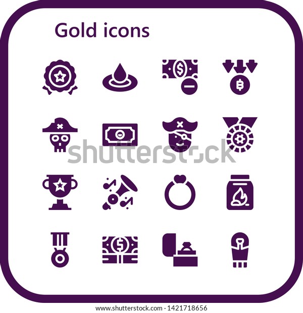 Gold Icon Set 16 Filled Gold Stock Vector (Royalty Free) 1421718656 ...
