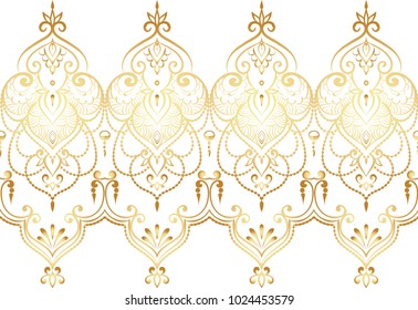 Gold Indian Line Art Border Stock Vector (Royalty Free) 1024453579 ...