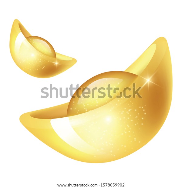 Gold Ingot Cartoon Vector Illustration Traditional Stock Vector ...