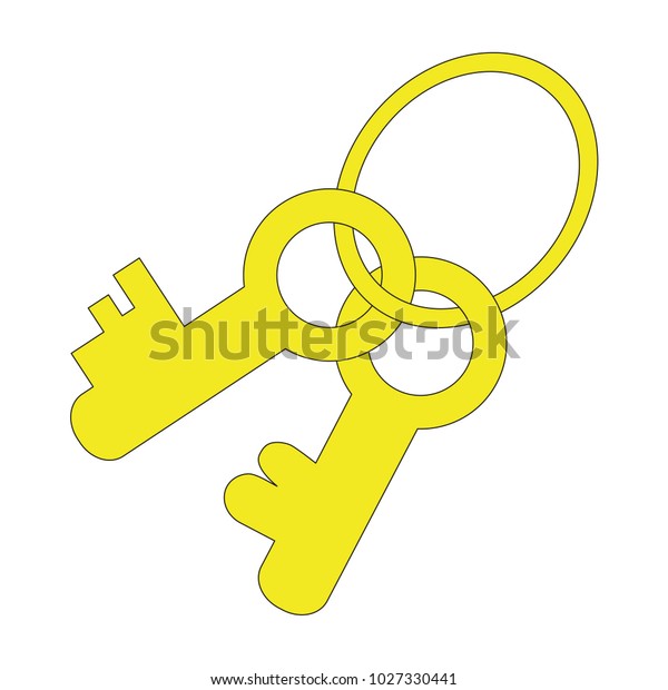Gold Key Cartoon Beautiful Outlined Illustration Stock Vector (Royalty ...