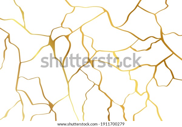 Gold Kintsugi Design Isolated On White Stock Vector (Royalty Free ...