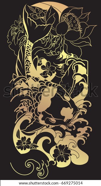 Gold Koi Fish Vector Japanese Tattoo Stock Vector (Royalty Free ...