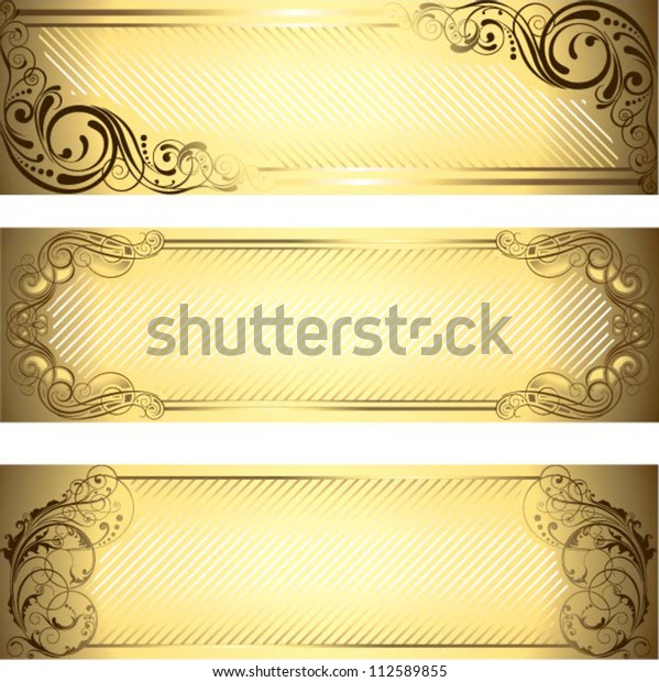 Gold Label Set Retro Shining Golden Stock Vector (Royalty Free) 112589855