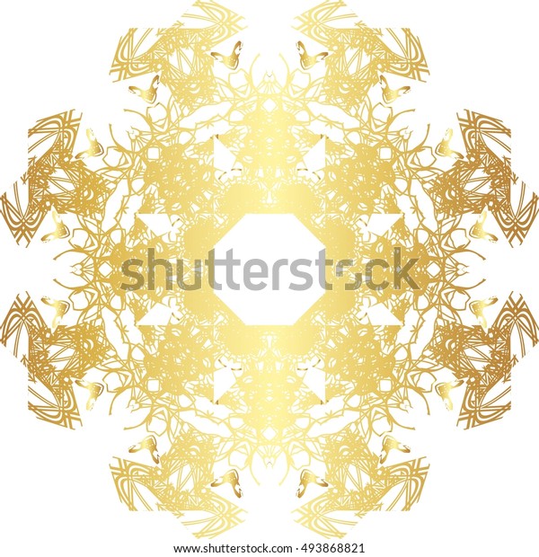 Gold Lace Pattern On White Background Stock Vector (Royalty Free) 493868821