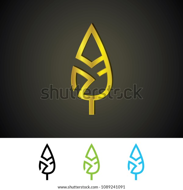 Gold Leaf Symbol Icon Black Background Stock Vector (Royalty Free ...