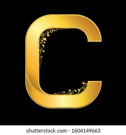 Gold Letter C Logo Baroque Style Stock Vector (Royalty Free) 1604149663 ...