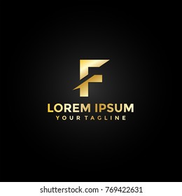 Gold Letter F Logo Vector: vector de stock (libre de regalías ...