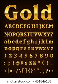 Letra Gold, fuentes alfabéticas con números: vector de stock (libre de ...