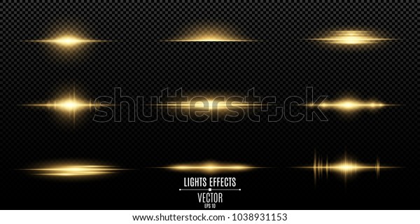 Gold Light Effects On Transparent Background Stock Vector (Royalty Free ...