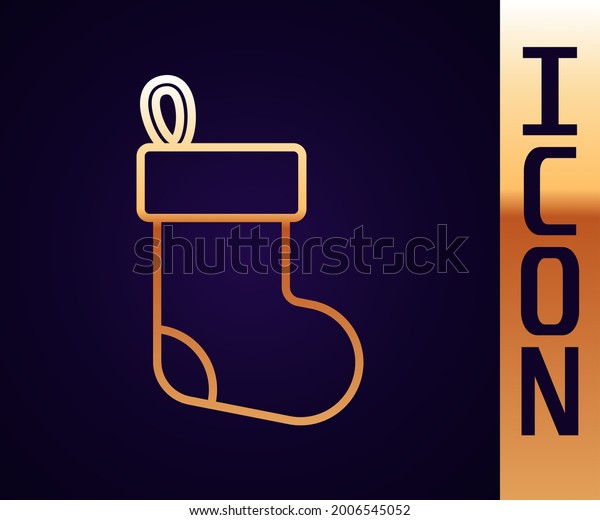 Gold Line Christmas Stocking Icon Isolated Stock Vector (Royalty Free ...