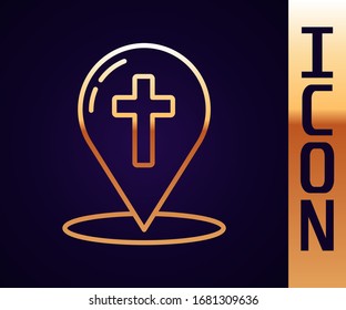 Gold Line Map Pointer Christian Cross Stock Vector (Royalty Free ...