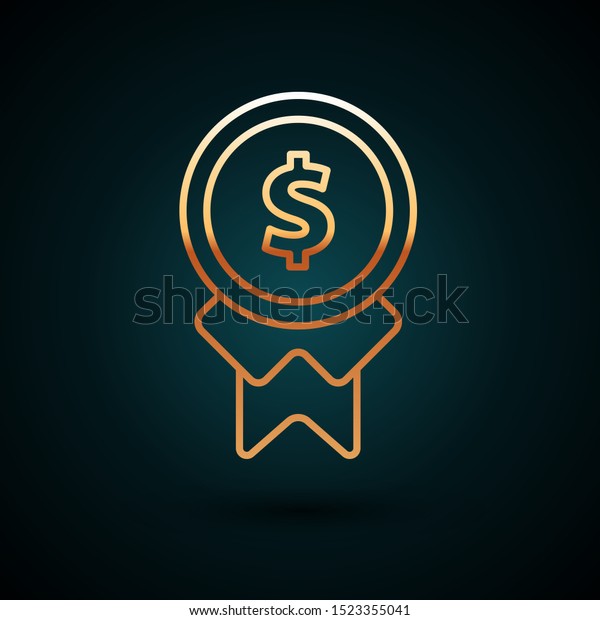 Gold Line Reward Good Work Icon Stock Vector (Royalty Free) 1523355041