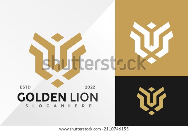 Gold Lion Head Logo Design Vector Stock Vector (Royalty Free ...