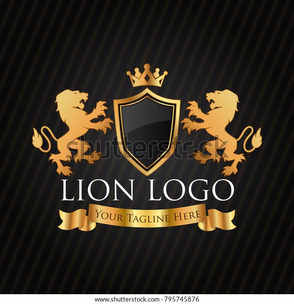 Gold Lion Logo Vector Illustration Emblem Stock Vector (Royalty Free ...