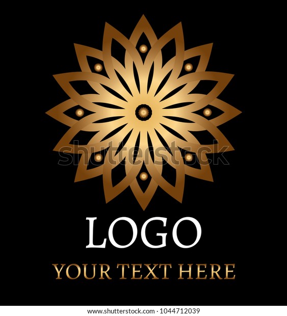 Gold Logo Black Background Stock Vector (Royalty Free) 1044712039 ...