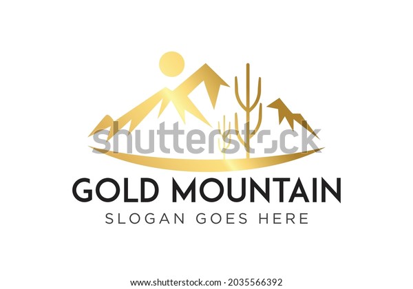 Gold Logo Mountain Vector Illustration Flat Stock Vector (Royalty Free ...