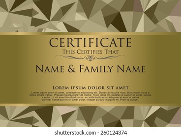 Gold Low Poly Style Certificate Graphic: เวกเตอร์สต็อก (ปลอดค่าลิขสิทธิ์) 260124374 | Shutterstock