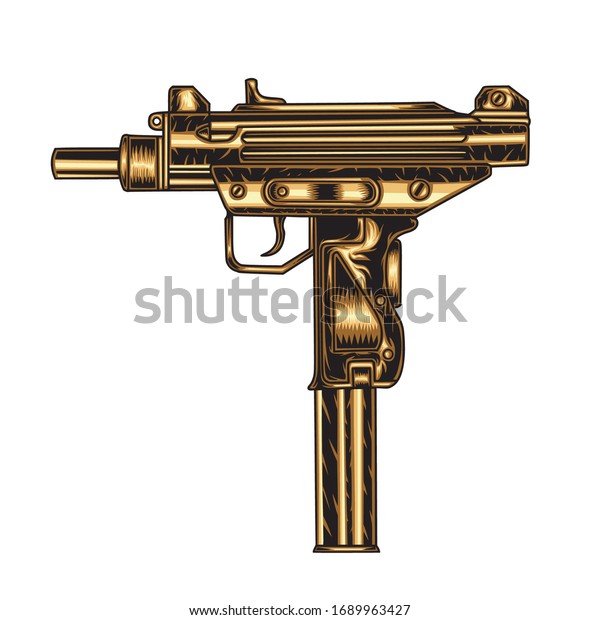 Gold Machine Gun Vector Illustration Stock Vector (Royalty Free ...