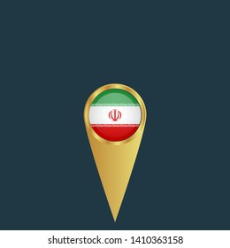 Gold Map Pin Iran Circle Flag Stock Vector (Royalty Free) 1410363158 ...