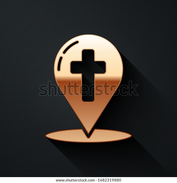 Gold Map Pointer Christian Cross Icon Stock Vector (Royalty Free ...