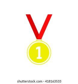 Gold Medal First Place Red Ribbon Stock Vector (Royalty Free) 632265347
