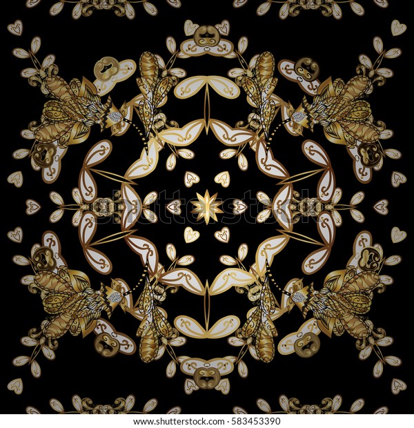 Gold Metal Floral Pattern Vector Golden Stock Vector (Royalty Free ...