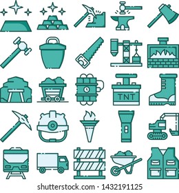 Vektor Stok Gold Mining Icons Pack Isolated Gold (Tanpa Royalti ...