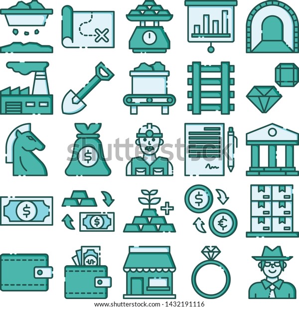 Gold Mining Icons Pack Isolated Gold Stock Vector (Royalty Free ...