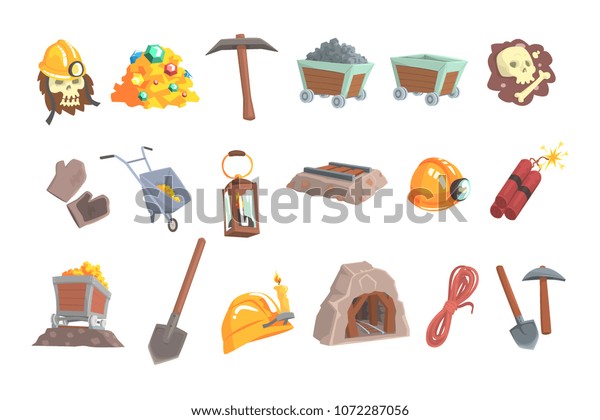 Gold Mining Set Label Design Mining Stock Vector (Royalty Free ...