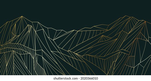 Gold Mountain Wallpaper Design Landscape Line Stock Vector (Royalty ...