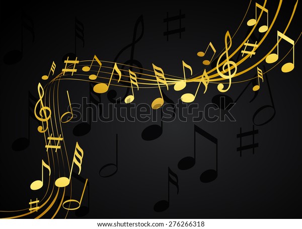 Gold Music Notes On Solide Black Stock Vector (Royalty Free) 276266318