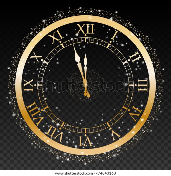 Gold New Year Clock On Transparent 스톡 벡터(로열티 프리) 774843160 | Shutterstock