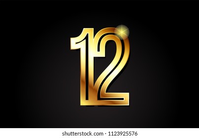 Gold Number 12 Logo Design Suitable Stock Vector (Royalty Free ...