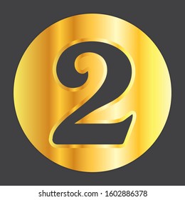 Gold Number 2 Lettering Vector Design Stock Vector (Royalty Free ...