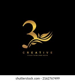 Gold Number 3 Logo Vector Design Stock Vector (Royalty Free) 2162767499 ...