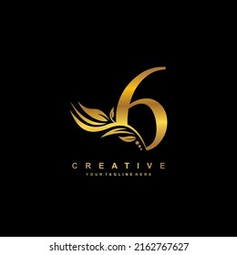 Gold Number 6 Logo Vector Design Stock Vector (Royalty Free) 2162767627 ...