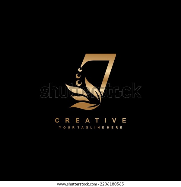 Gold Number 7 Logo Design Flourish Stock Vector (Royalty Free ...