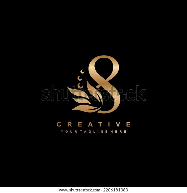 Gold Number 8 Logo Design Flourish Stock Vector (Royalty Free ...