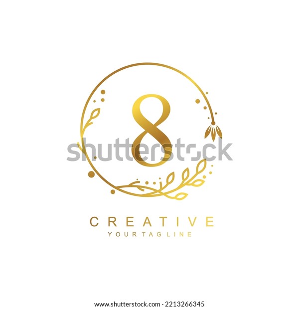 Gold Number 8 Logo Design Template Stock Vector (Royalty Free ...