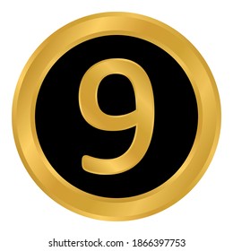 Gold Number Nine Button On White Stock Vector (Royalty Free) 1866397753 ...