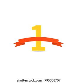 Gold Number One Red Ribbon On Stock Vector (Royalty Free) 795338707 ...