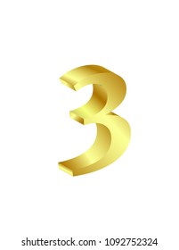 Gold Number Three Stock Vector (Royalty Free) 1092752324