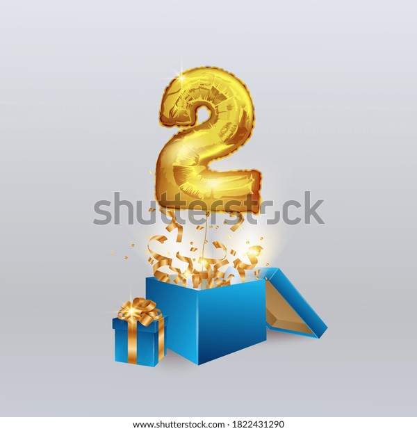 Gold Number Two 2 Metal Ball Stock Vector (Royalty Free) 1822431290 ...